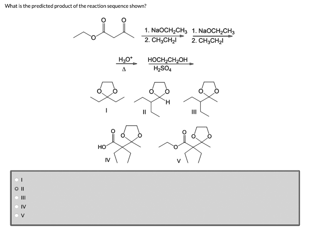 What is the predicted product of the reaction sequence shown? 1 ...