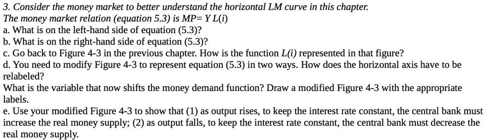 'Consider the money market to better understand the horizontal LM curve ...