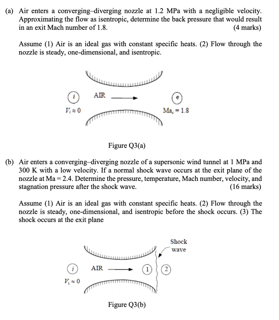 SOLVED: (@) Air enters a converging-diverging nozzle at 1.2 MPa with a negligible velocity ...