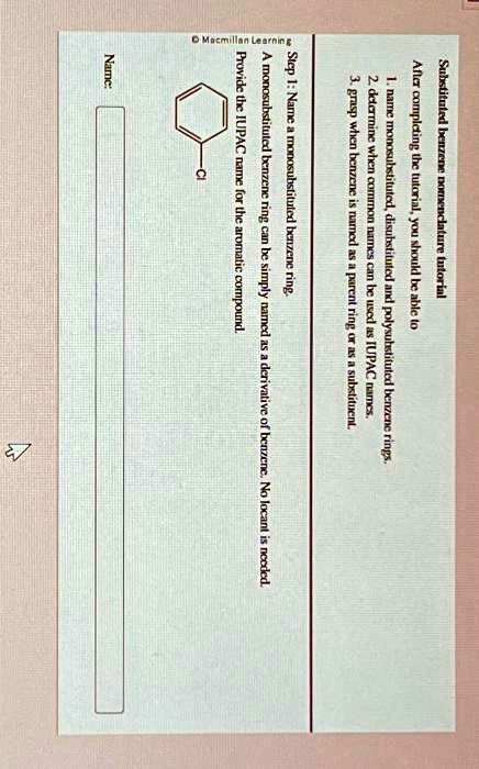 Macmillan Learning Name: Substituted benzene nomenclature tutorial ...