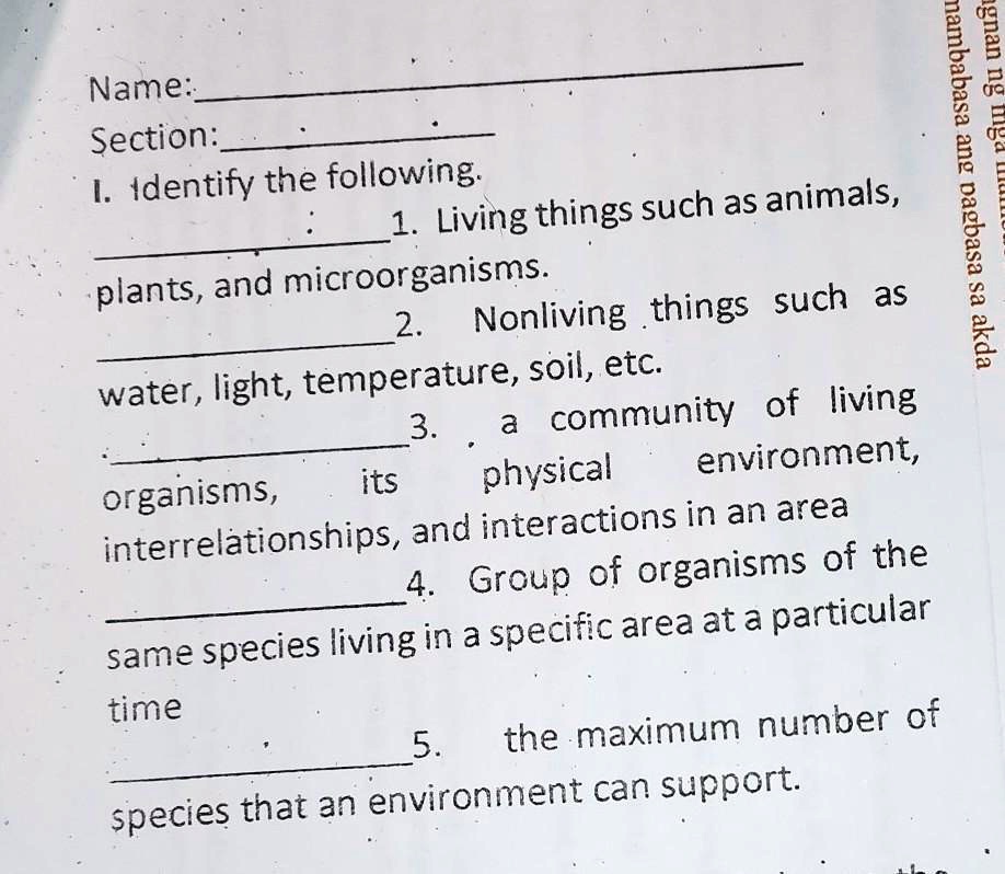 SOLVED: 'Identify the following (science) 1 F Name: G Section: 1: 1 ...