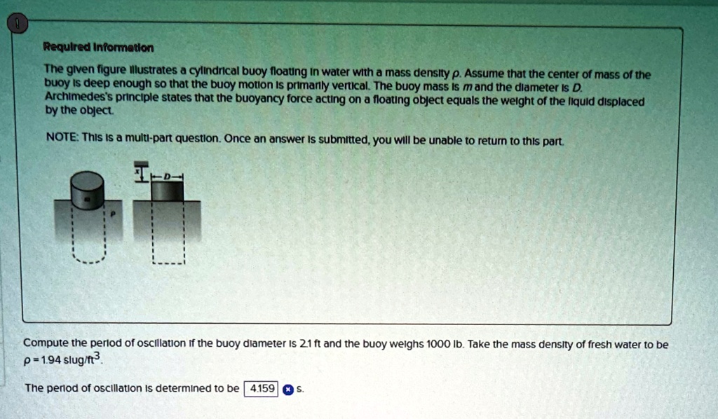 required information the given figure illustrates a cylindrical buoy ... required information the given figure illustrates a cylindrical buoy ...