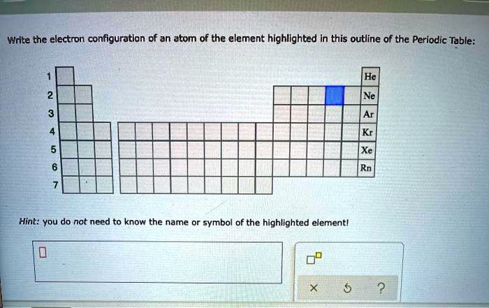 write the electron configuration of an atom of the element highlighted ...