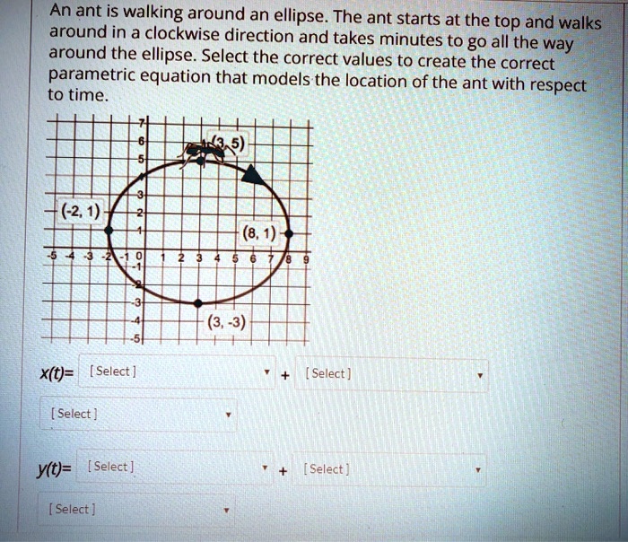 anant is walking around an ellipse the ant starts at the top and walks ...