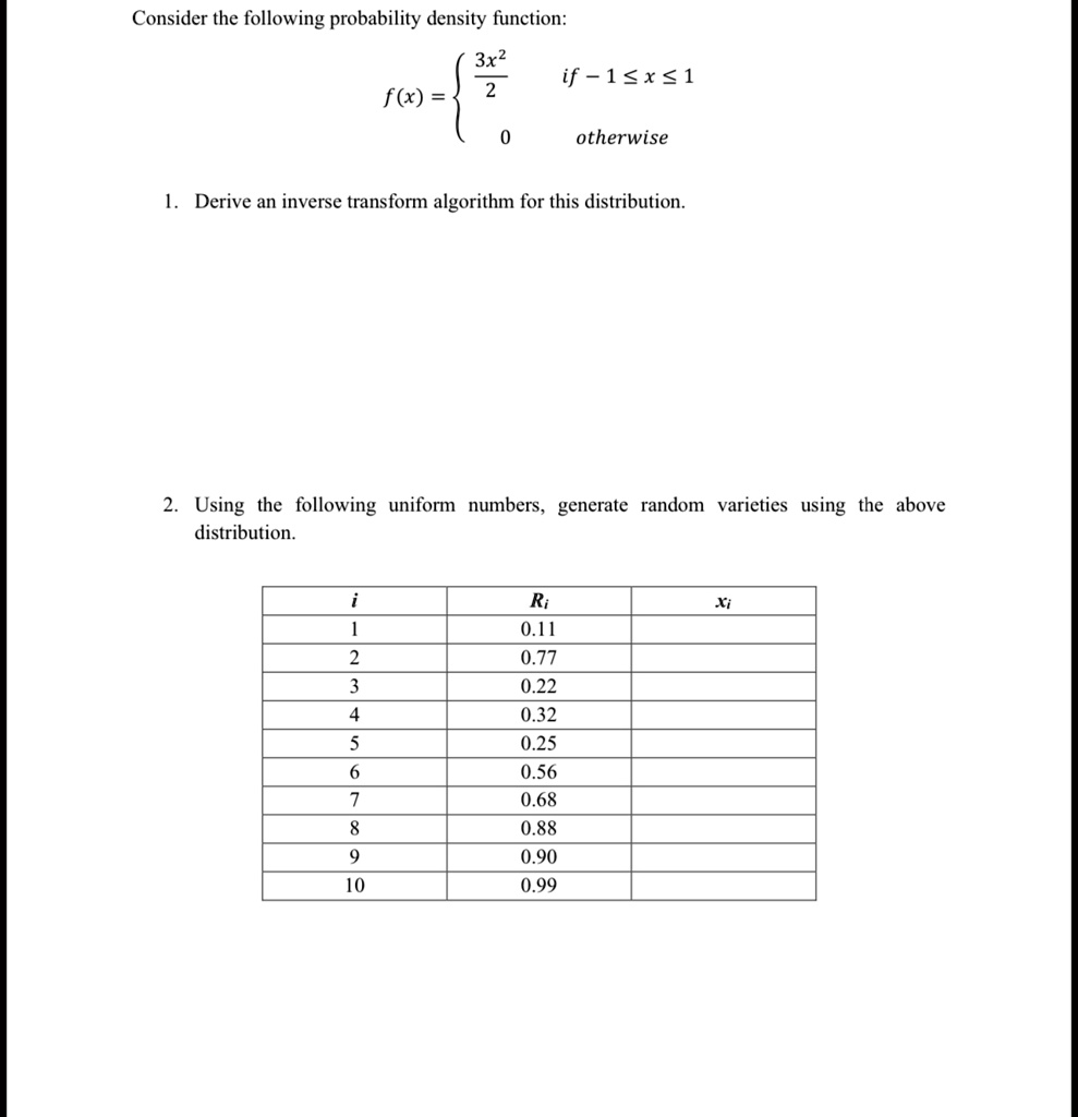 SOLVED: Consider the following probability density function: f(x)=((3x^(2))/(2) if -1