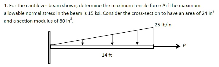 SOLVED: For the cantilever beam shown, determine the maximum tensile ...