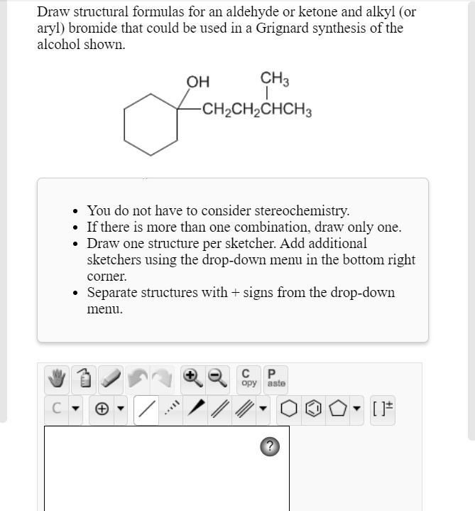 draw structural formulas for an aldehyde o ketone and alkyl o aryl ...