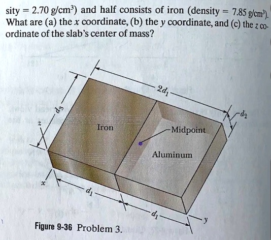 SOLVED: sity 2.70 g/cm?) and half consists of iron (density 7.85 glcm ...