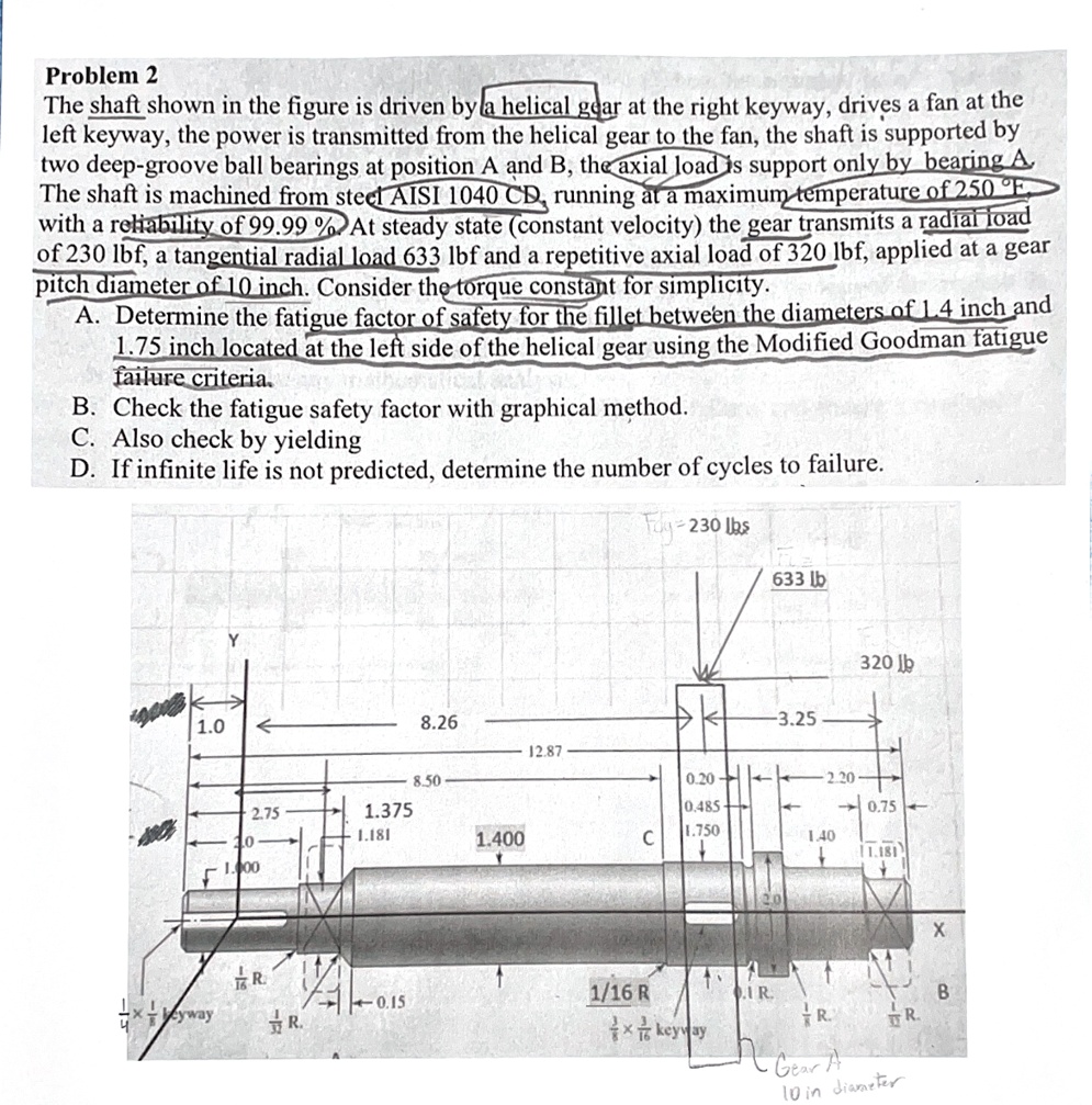 Problem 2 The shaft shown in the figure is driven by a helical gear at ...