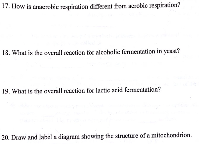 17. How is anaerobic respiration different from aerobic...