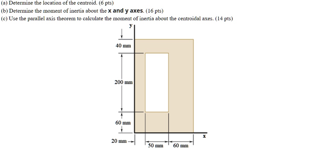 SOLVED: Answer A B and C please a) Determine the location of the centroid.(6 pts) (b) Determine ...