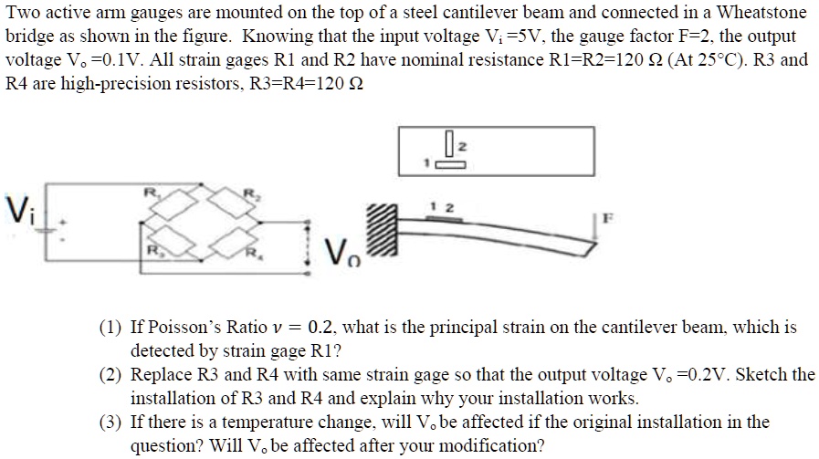 SOLVED: Two active arm gauges are mounted on the top of a steel ...