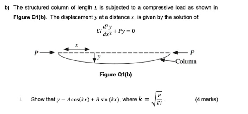 SOLVED:b) The structured column of length L is subjected t0 a ...