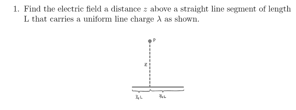 SOLVED: 1. Find the electric field a distance z above a straight line ...