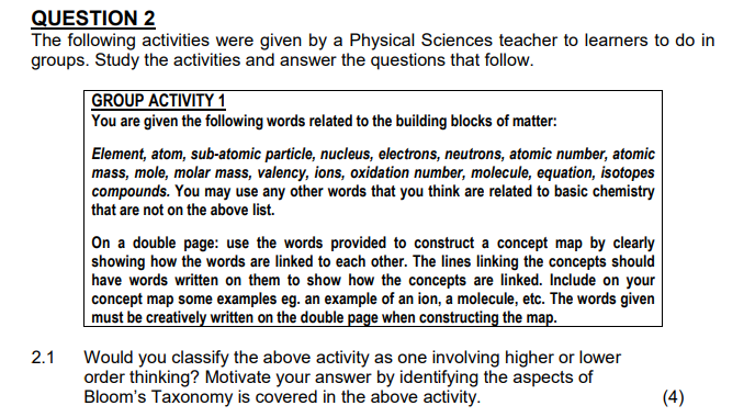 SOLVED: QUESTION 2 The following activities were given by a Physical ...