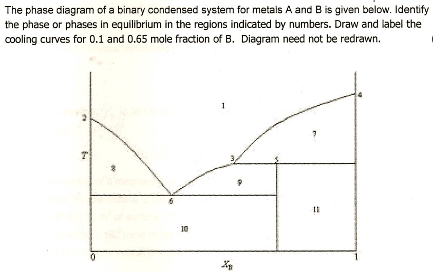 SOLVED: The phase diagram of a binary condensed system for metals A and B is given below ...