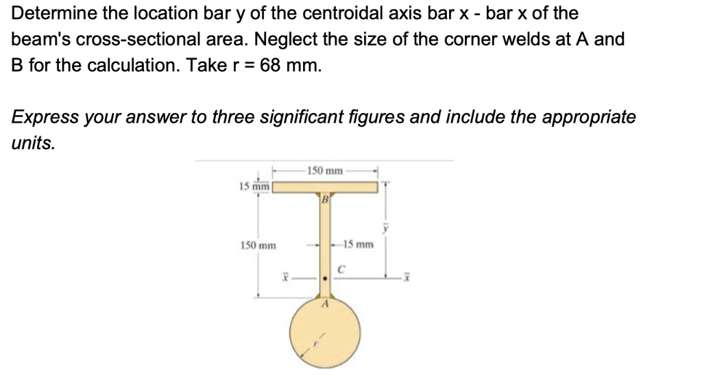 Determine the location bar y of the centroidal axis bar X bar X of the beam's cross-sectional ...