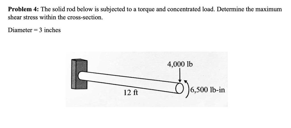 Problem 4: The solid rod below is subjected to a torque and ...