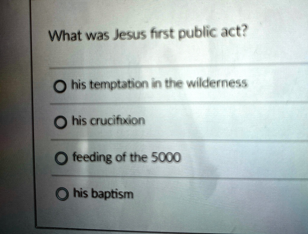 What was Jesus first public act? Ohis temptation in the wilderness Ohis ...