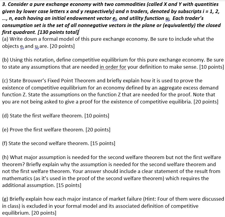 3. Consider a pure exchange economy with two commodities (called X and ...