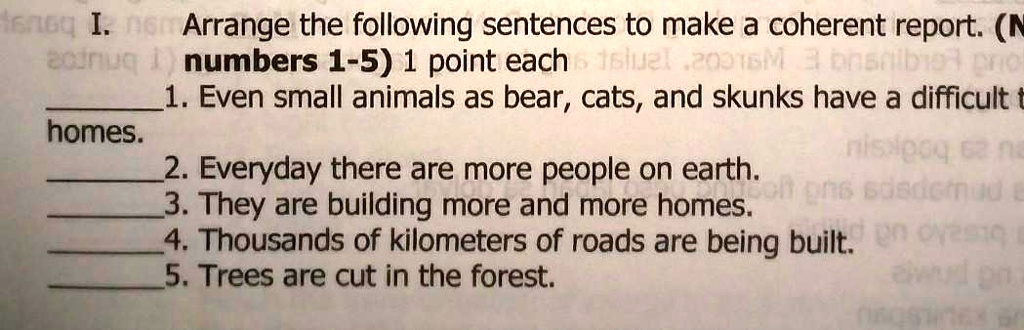 arrage the following sentence to make a coherentnote use number 1 5 4671q i ng arrange the ...