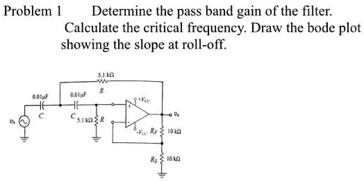 SOLVED: Problem 1: Determine the passband gain of the filter. Calculate ...