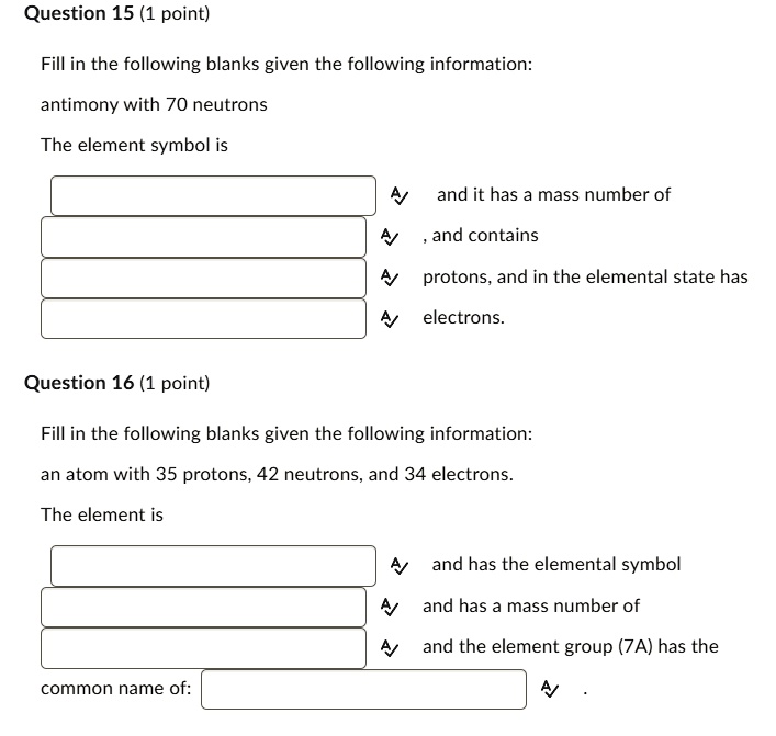 SOLVED: Question 15 (1 point) Fill in the following blanks given the ...