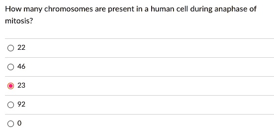 SOLVED: How many chromosomes are present in human cell during anaphase ...