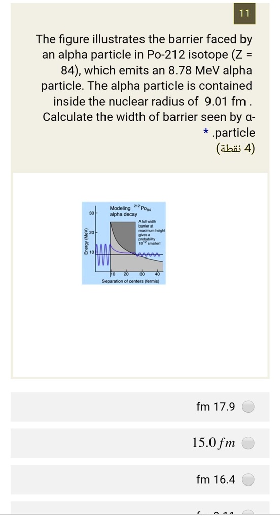 SOLVED: The figure illustrates the barrier faced by an alpha particle ...
