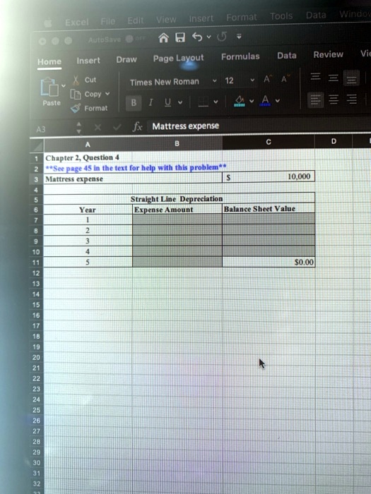 Solved File Edit View Insert Format Tools Excel Data 000 Autosave Insert Draw Page Layout 9581