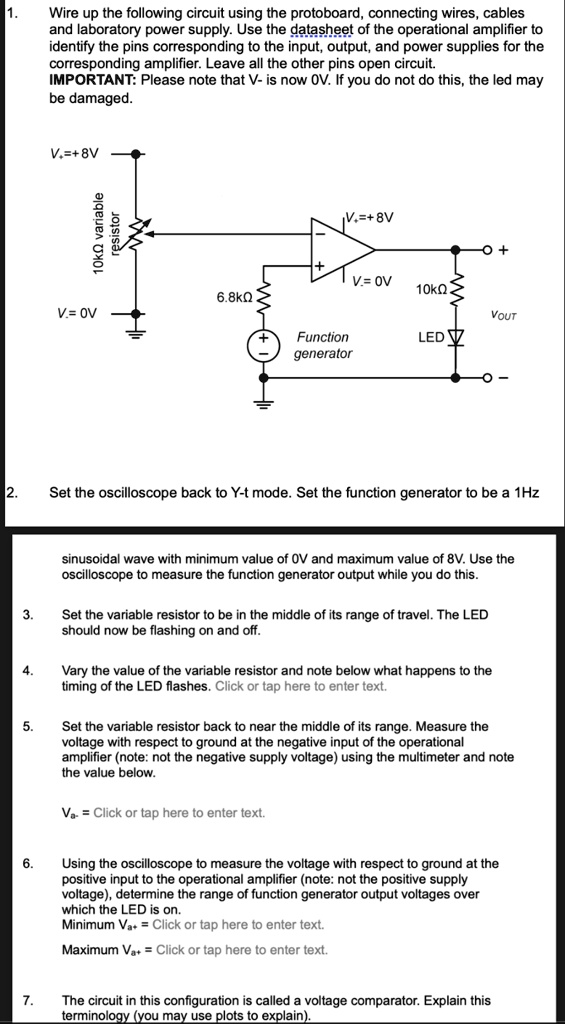 SOLVED: Wire up the following circuit using the protoboard, connecting wires, cables, and ...