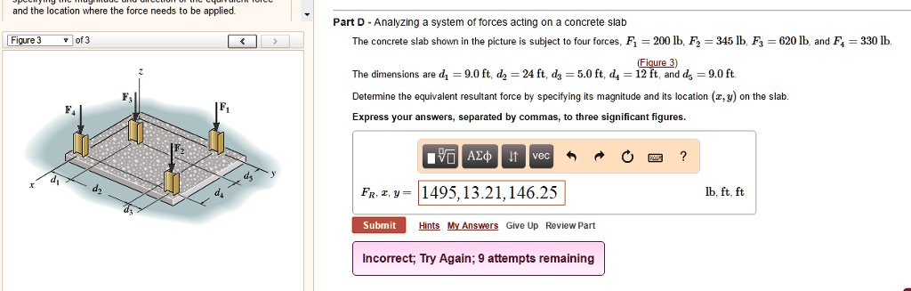 SOLVED: Analyzing a System of Forces Acting on a Concrete Slab The ...