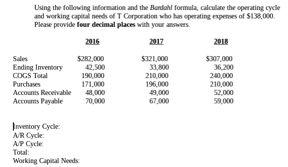 SOLVED: Using the following information and the Bardahl formula ...