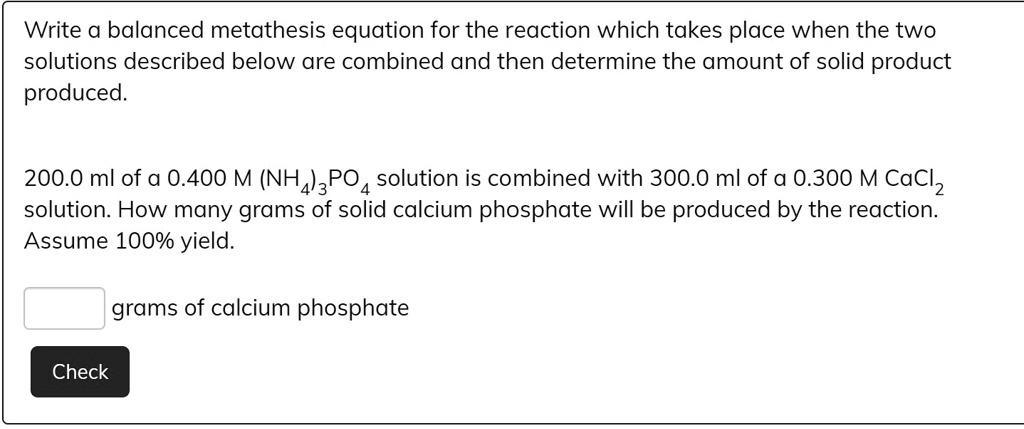write a balanced metathesis equation for the reaction which takes place ...