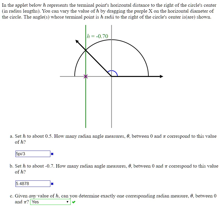 SOLVED: In the applet below, h represents the terminal point's ...