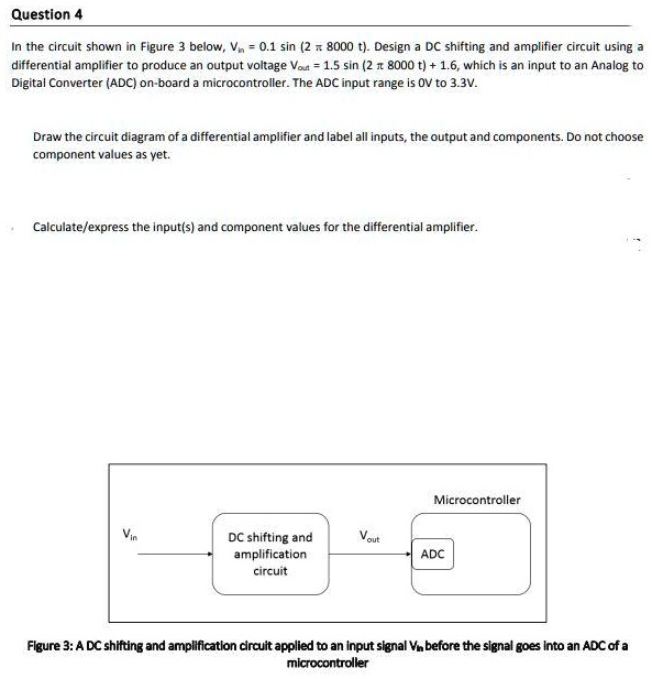 Question 4 In the circuit shown in Figure 3 below, Vin = 0.1 sin (2 π 8000 t). Design a DC ...