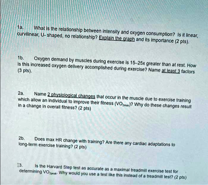 1a. What is the relationship between intensity and oxygen consumption ...