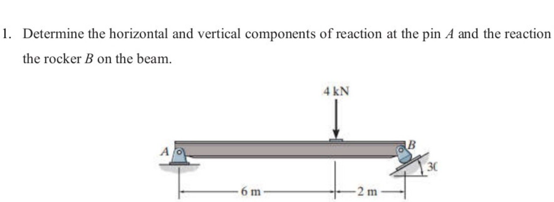[GET ANSWER] 1. Determine the horizontal and vertical components of reaction at the pin A and ...