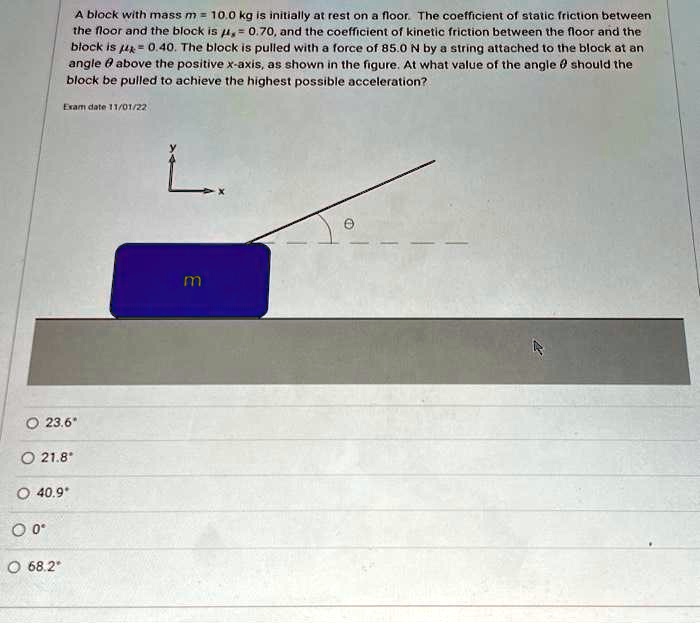texts a block with mass m 100 kg is initially at rest on a floor the coefficient of static ...