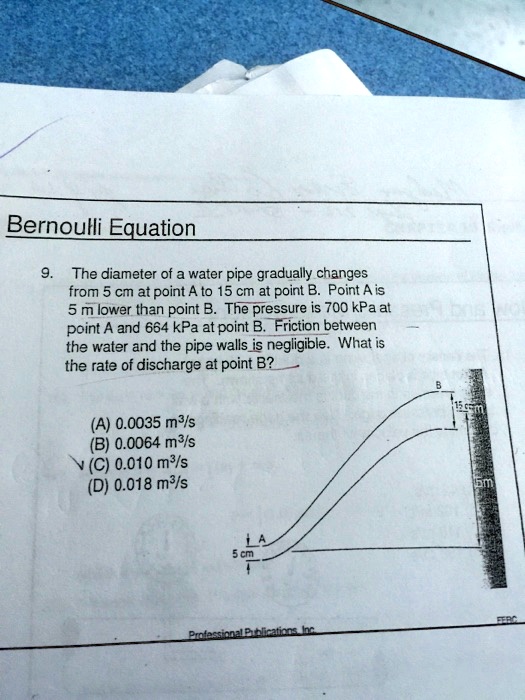 bernoulli equation the diameter of a water pipe gradually changes from ...