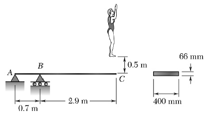 SOLVED: 1. A 72-kg diver jumps from a height of 0.5 m onto end C of a ...