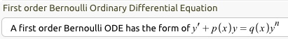 SOLVED: First order Bernoulli Ordinary Differential Equation A First ...