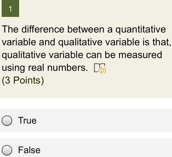 SOLVED: The difference between a quantitative variable and qualitative ... SOLVED: The difference between a quantitative variable and qualitative ...
