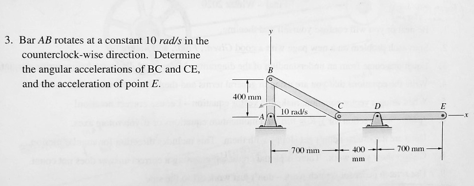 3. Bar AB rotates at a constant 10 rad/s in the counterclock-wise ...
