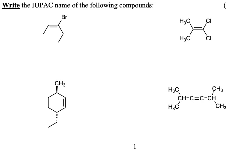 SOLVED: Write the IUPAC name of the following compounds: Br H2C HC CH3 H2C CH3 CH2-CH2-CH H2C CH3