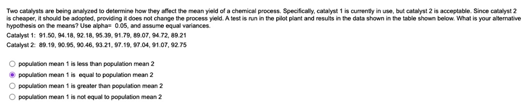 SOLVED: Two catalysts are being analyzed to determine how they affect ...