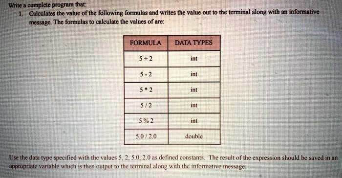 Write a complete program that: 1. Calculates the value of the following ...