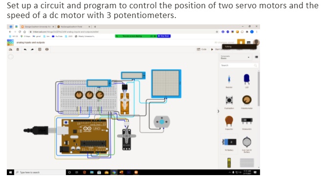 Set Up A Circuit And Program To Control The Position Of Two Servo Motors And The Speed Of A Dc