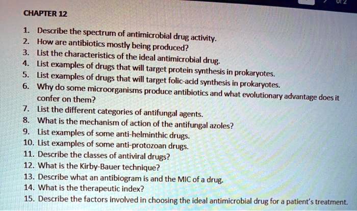 chapter 12 describe the spectrum of antimicrobial drug how activity are ...