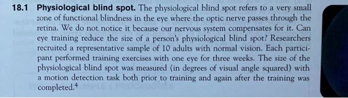 181 physiological blind spot the physiological blind spot refers to a ...